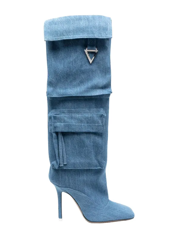 Attico Sienna 105mm Denim Boots - Blue
