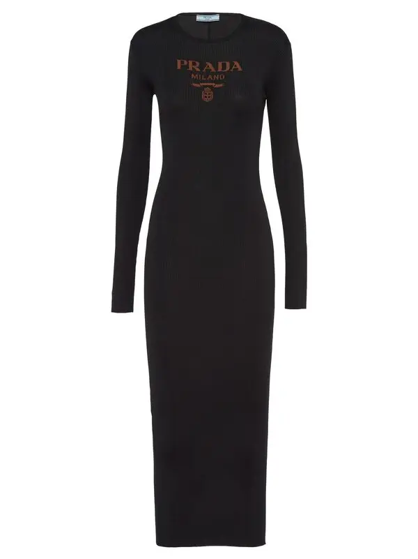 Prada Long Silk Knit Dress - Black