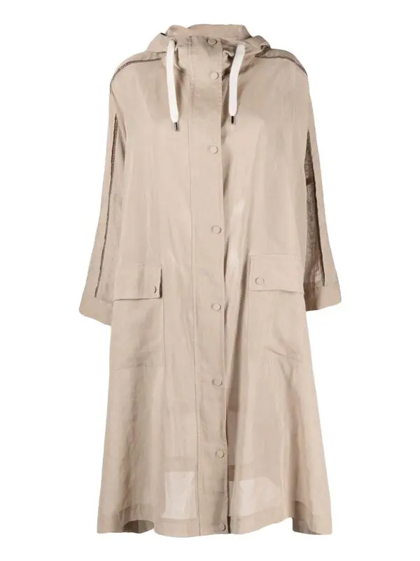 Brunello Cucinelli Monili-embellished Cotton Coat - Brown