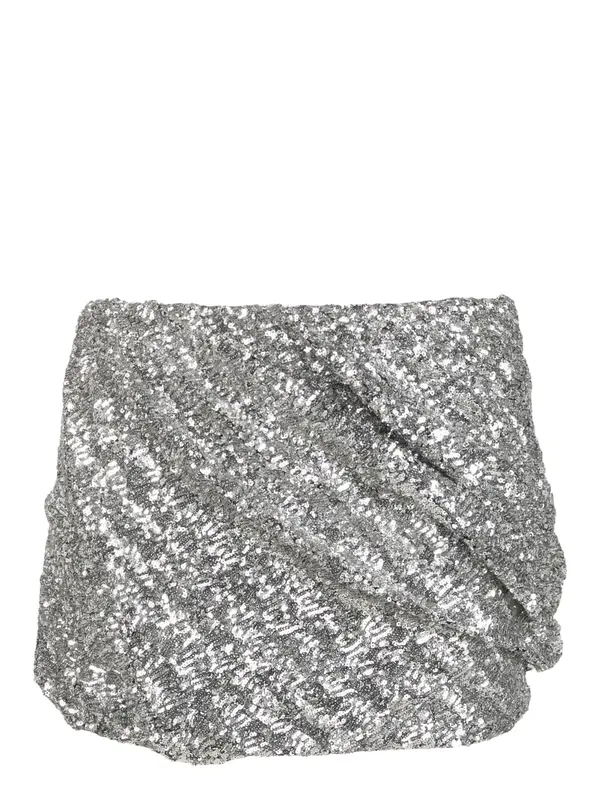 Attico Sequin-embellished Miniskirt - Silver