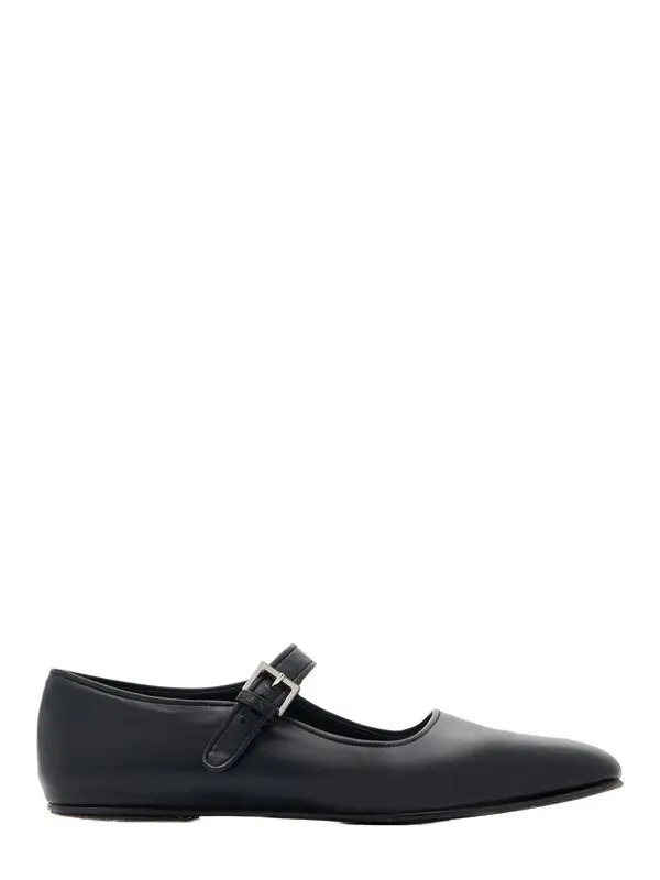THE ROW Ava Leather Flats - Black