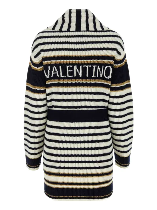 Valentino Garavani Striped Lurex Cardigan-coat - Blue