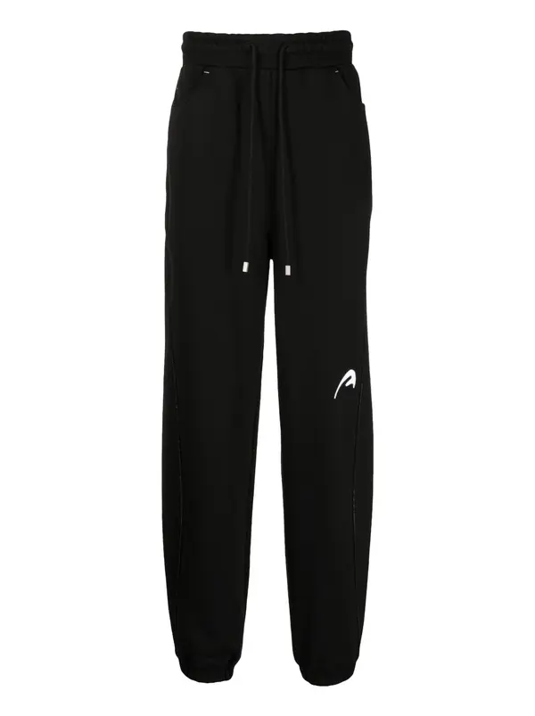 ADER ERROR Logo-embroidered Cotton Drawstring Trousers - Black
