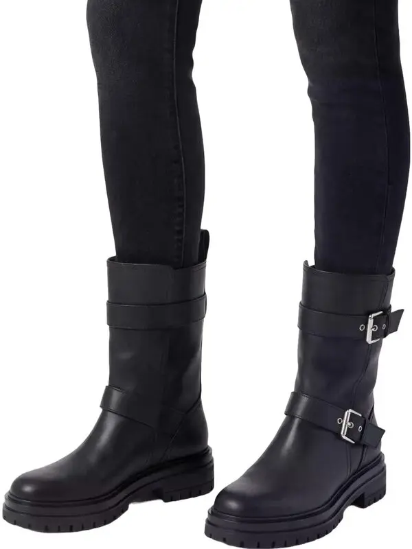 GIANVITO ROSSI Amphibian Buckled Boots - Black