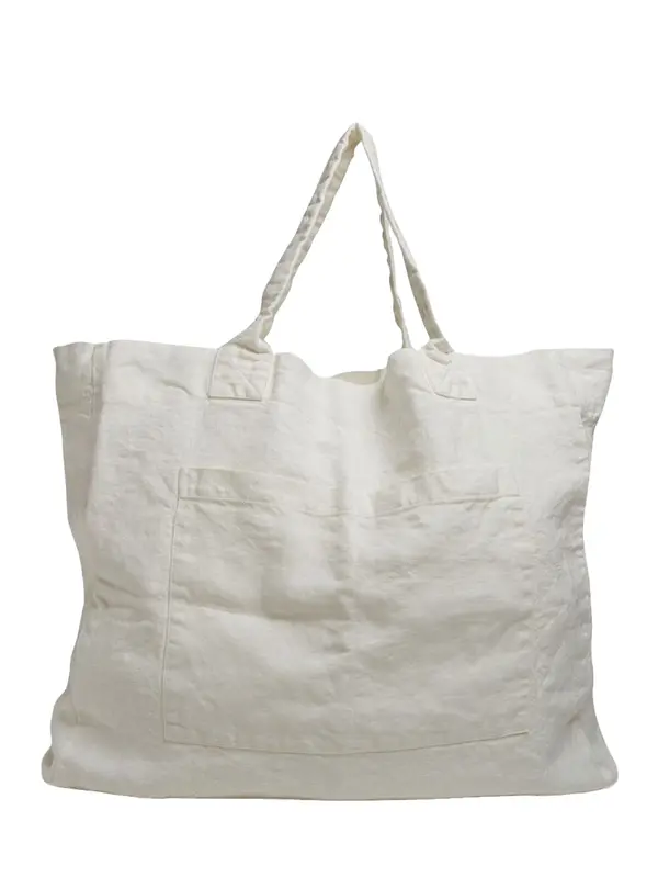ONCE MILANO Linen Weekend Tote Bag - White