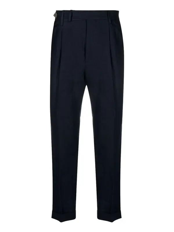 Brunello Cucinelli Off-centre Linen Trousers - Blue