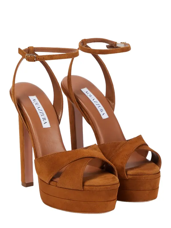 AQUAZZURA Suede Platform Sandals - Beige