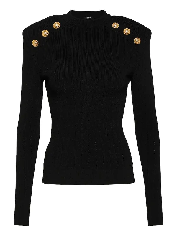 Balmain Embellished Knit Sweater - Black