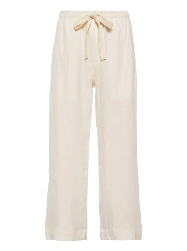 Commas Linen Wide-leg Pants - White