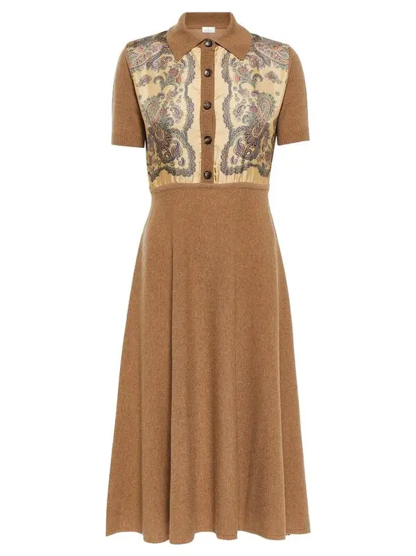 Etro Cashmere, Wool, And Silk Midi Dress - Brown