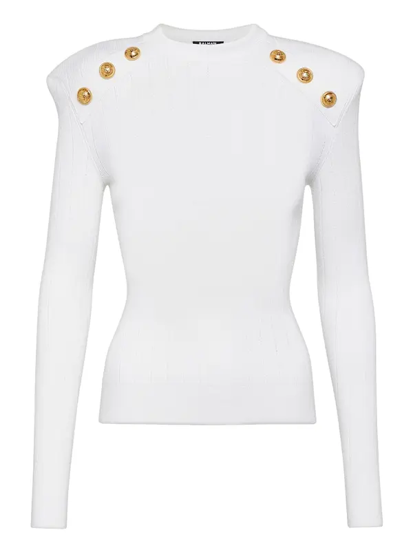 Balmain Embellished Knit Sweater - White