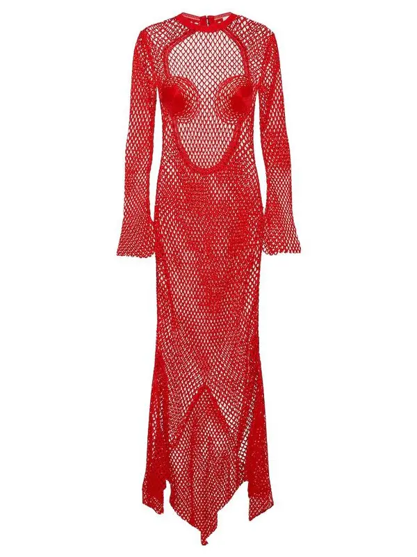 FERRAGAMO Net Maxi Dress - Red