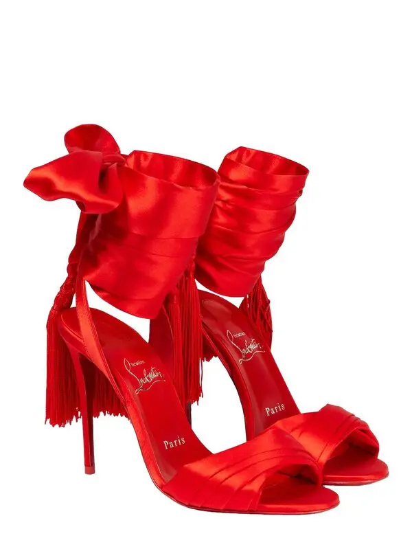 CHRISTIAN LOUBOUTIN Sevillana 100 Crêpe Satin Sandals - Red