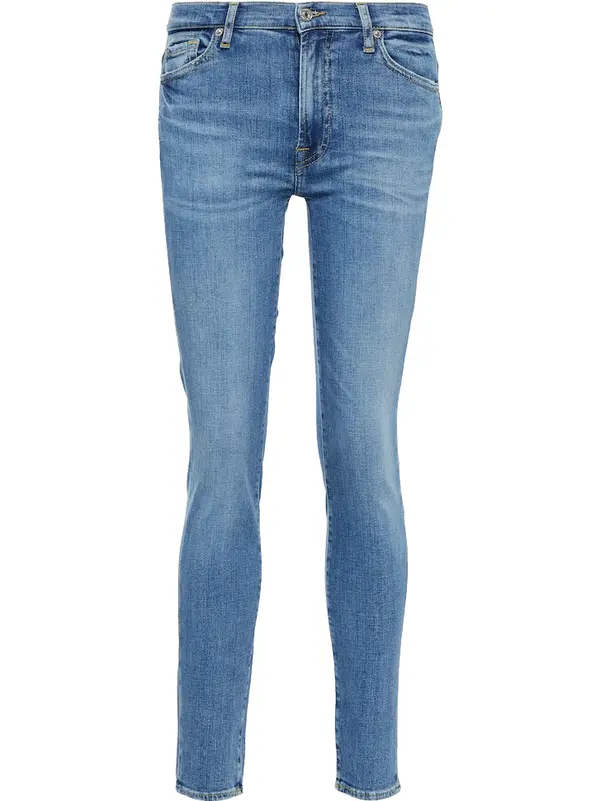 7 For All Mankind Slim Illusion Luxe High-rise Skinny Jeans - Blue
