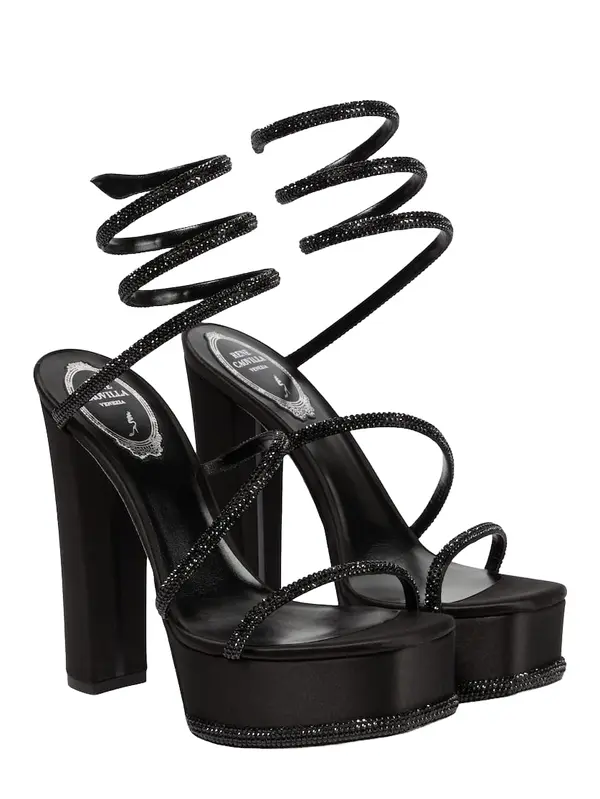 Rene Caovilla Cleo Embellished Platform Sandals - Black