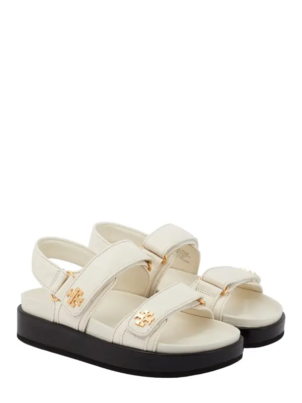 Tory Burch Double T Leather Sandals - White