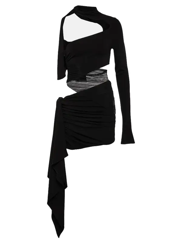 MUGLER Draped Cutout Minidress - Black