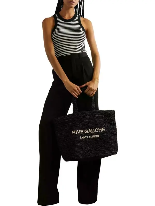 Saint Laurent Distressed Striped Tank - Black