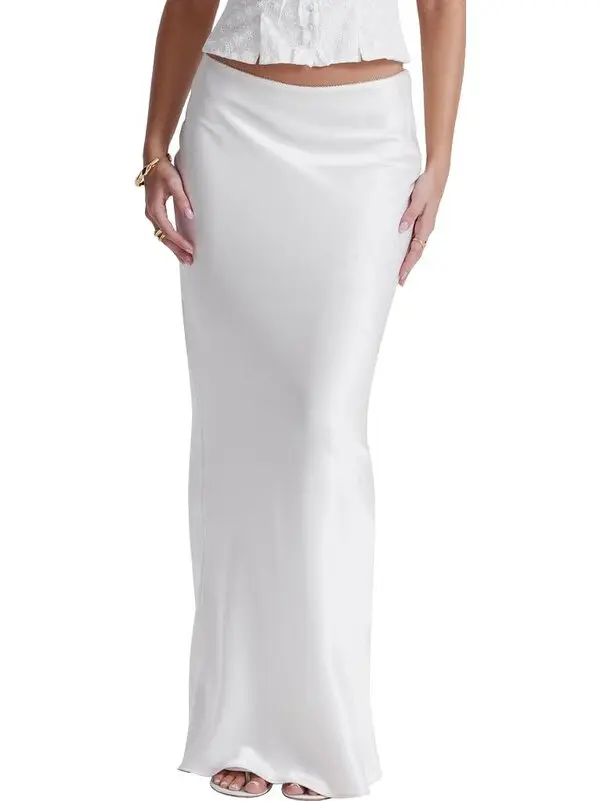 House Of Cb Sydel Bias Cut Satin Maxi Skirt - White