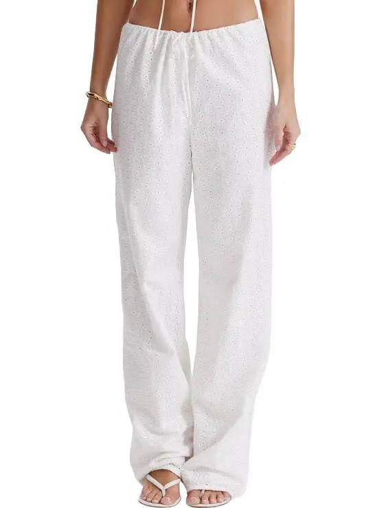 House Of Cb Broderie Anglaise Drawstring Pants - Ivory