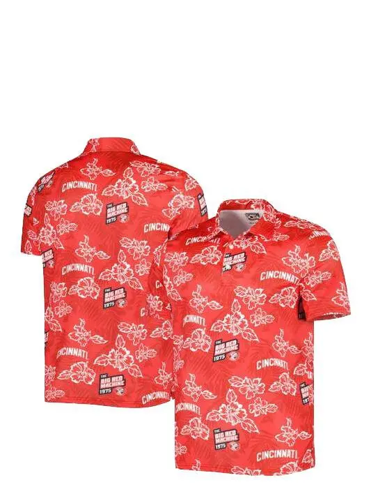 Reyn Spooner Cincinnati S Cooperstown Collection Puamana Print Polo - Red