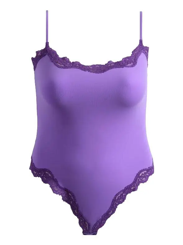 SKIMS Fits Everybody Corded Lace Cami Bodysuit - Ultra Violet Multi