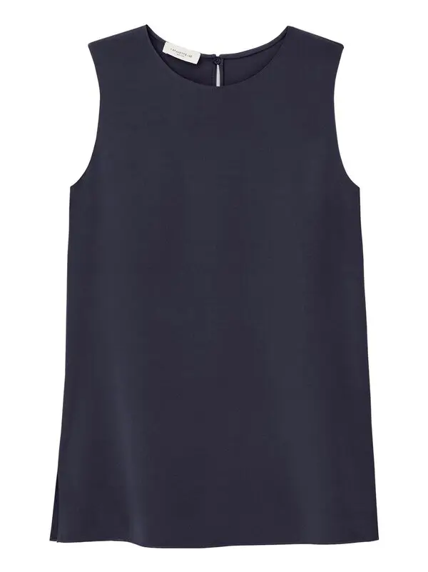 Lafayette 148 New York Sleeveless Silk Crepe De Chine Blouse - Blue Ink