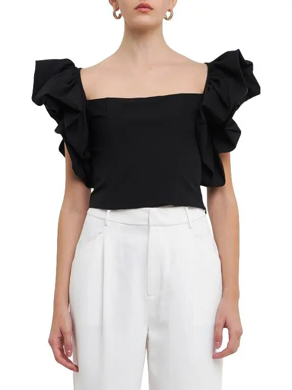 Endless Rose Voluminous Top - Black