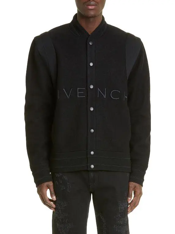 Givenchy Logo Virgin Wool Bomber Jacket - Black