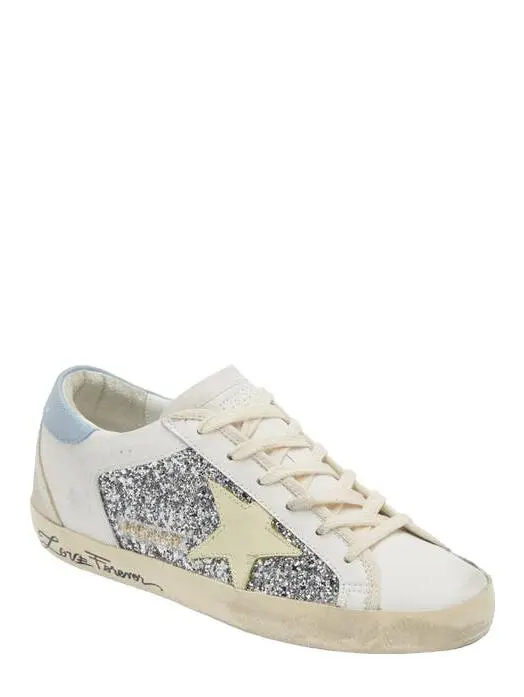 GOLDEN GOOSE Super-star Glitter Bio-based Low Top Sneakers - Silver/white