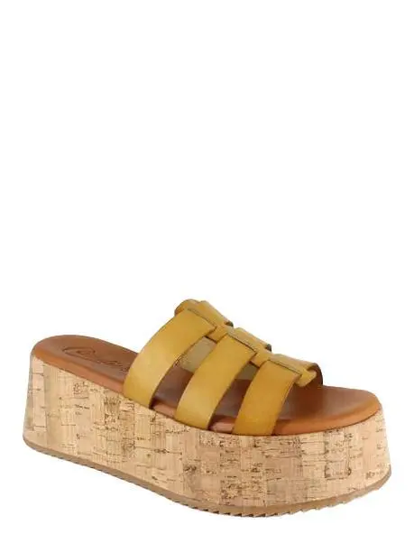 CANDIE'S Kalma Platform Slide Sandal - Mustard