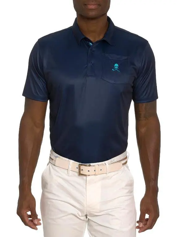 Robert Graham Blade Iron Print Golf Polo - Navy