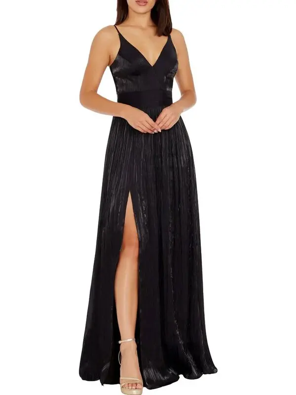 Dress The Population Danae Crinkle A-line Gown - Black