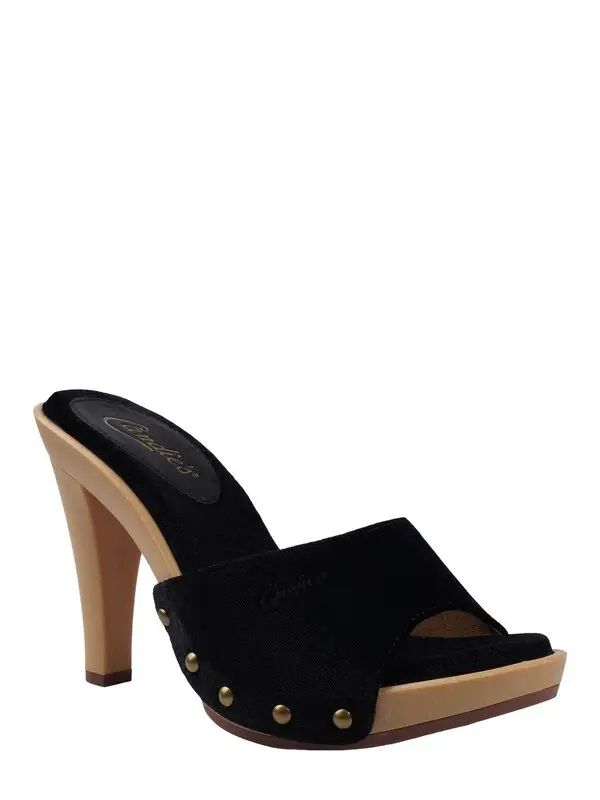 CANDIE'S Antonella Slide Sandal - Black Velvet