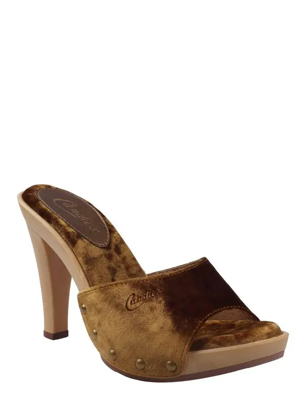 CANDIE'S Antonella Slide Sandal - Bronze Velvet