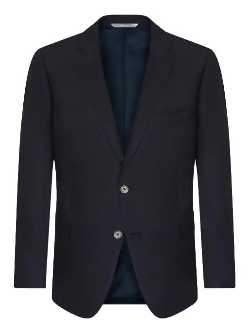 Samuelsohn Water Repellent Ice Wool Blazer - Navy
