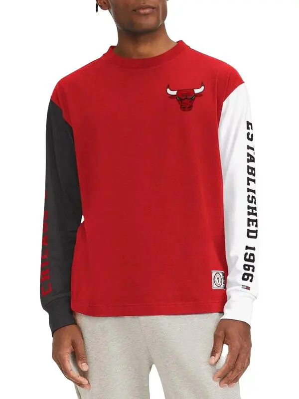 Tommy Hilfiger Chicago Bulls Richie Color Block Long Sleeve T-shirt - Red