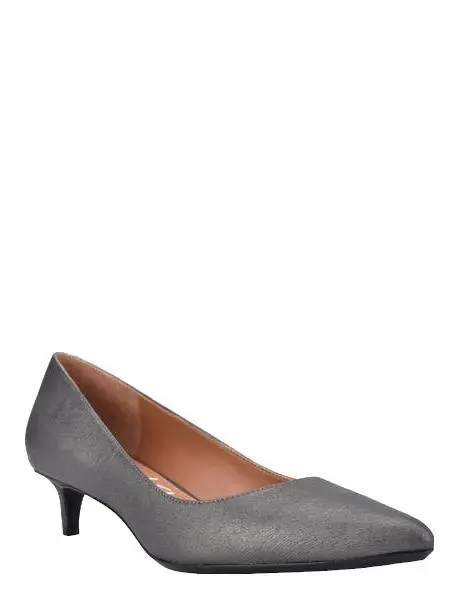 Calvin Klein Gabrianna Kitten Heel Pumps - Pewter Leather