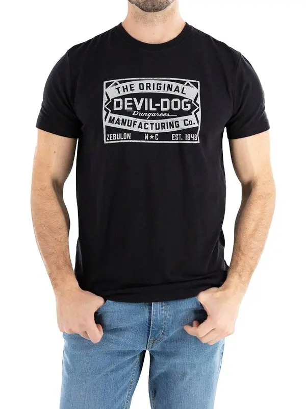 DEVIL-DOG DUNGAREES Patch Graphic T-shirt - Black