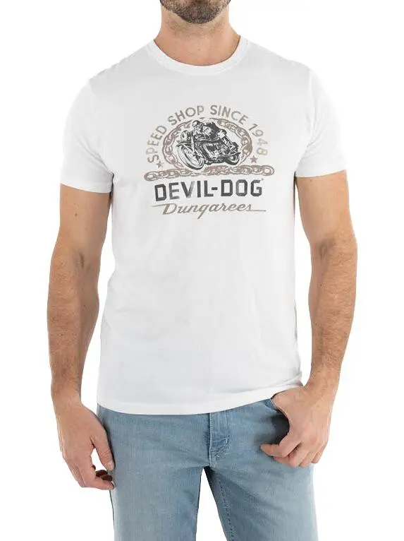 DEVIL-DOG DUNGAREES Speed Shop Graphic T-shirt - White