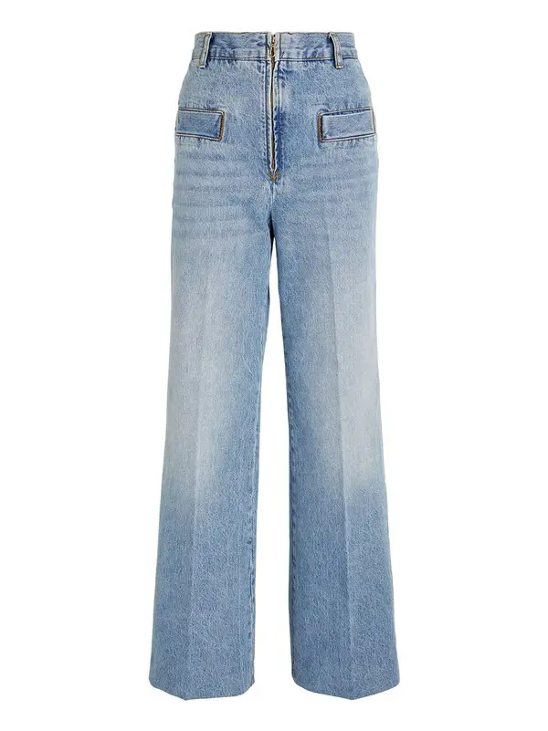 Sandro Zip Wide-leg High-rise Jeans - Blue