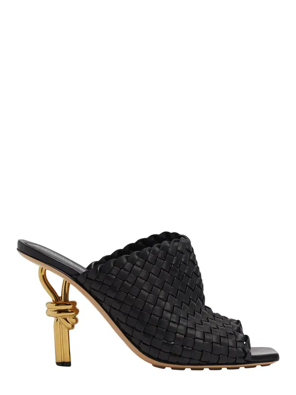 Bottega Veneta Leather Intreccio Knot Mules 90 - Black