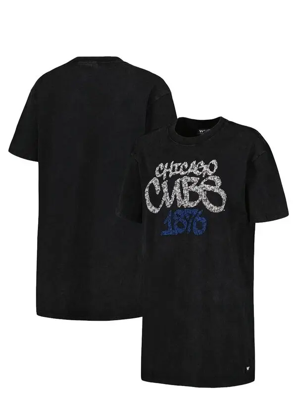 THE WILD COLLECTIVE Chicago Cubs Graphic T-shirt Dress - Black