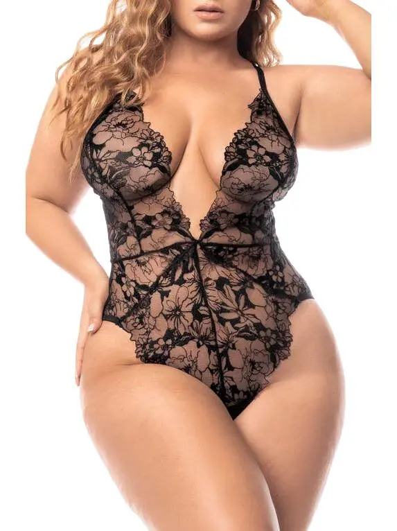 MAPALE Plunge Neck Bodysuit - Black