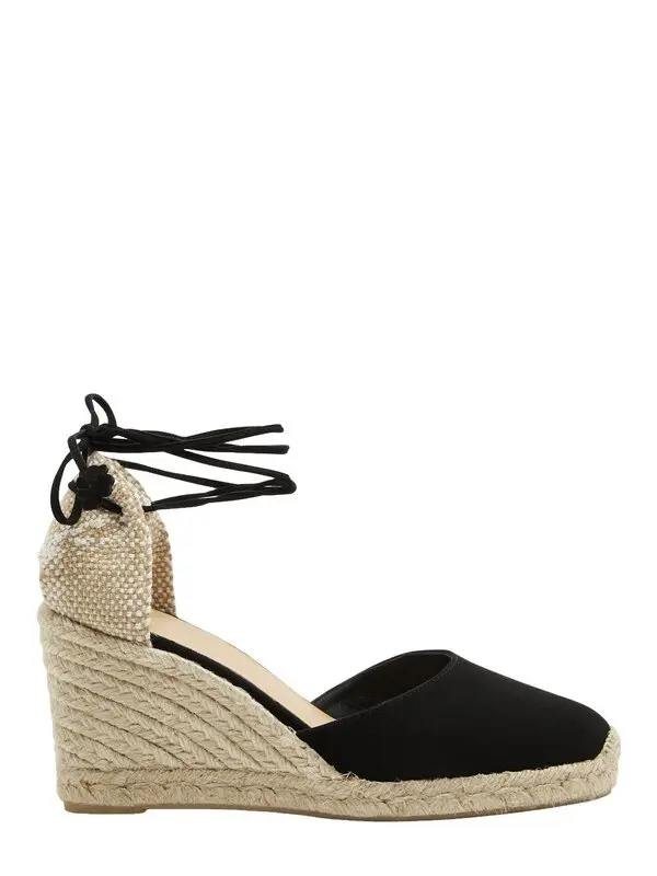 CastaÑer Carina 80 Suede Wedge Espadrilles - Black