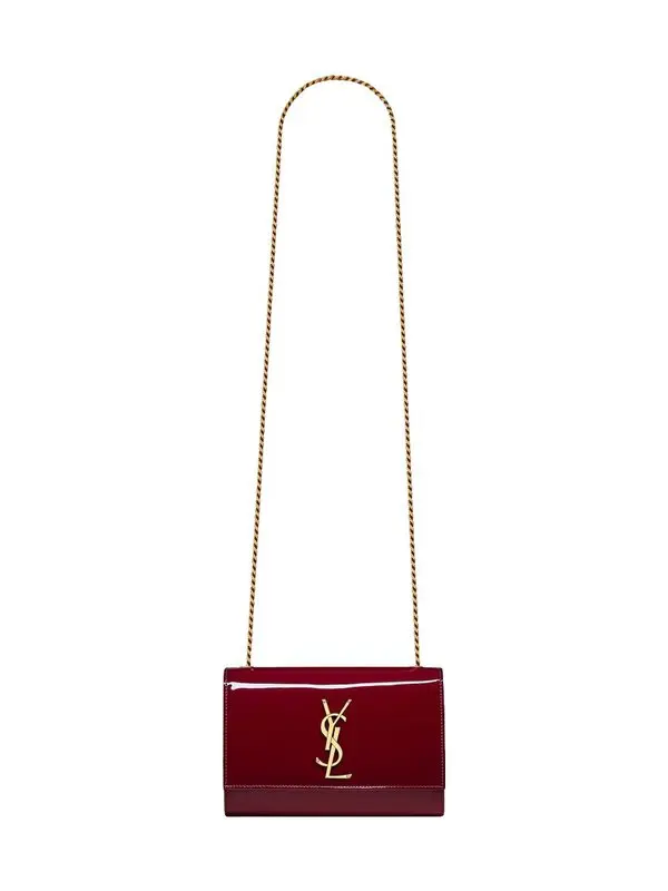 Saint Laurent Kate Patent Leather Shoulder Bag - Grenade