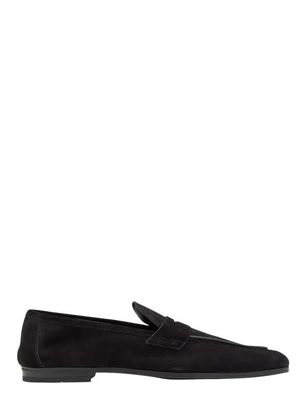 TOM FORD Sean Suede Penny Loafers - Black