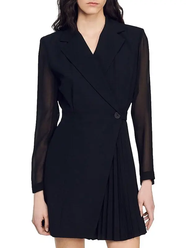 Sandro Lilela Contrast Sleeve Dress - Black