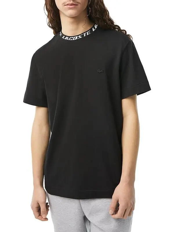 Lacoste Jacquard Logo Collar Tee - Black