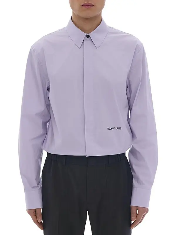 Helmut Lang Classic Cotton Regular Fit Button Down Shirt - Lilac